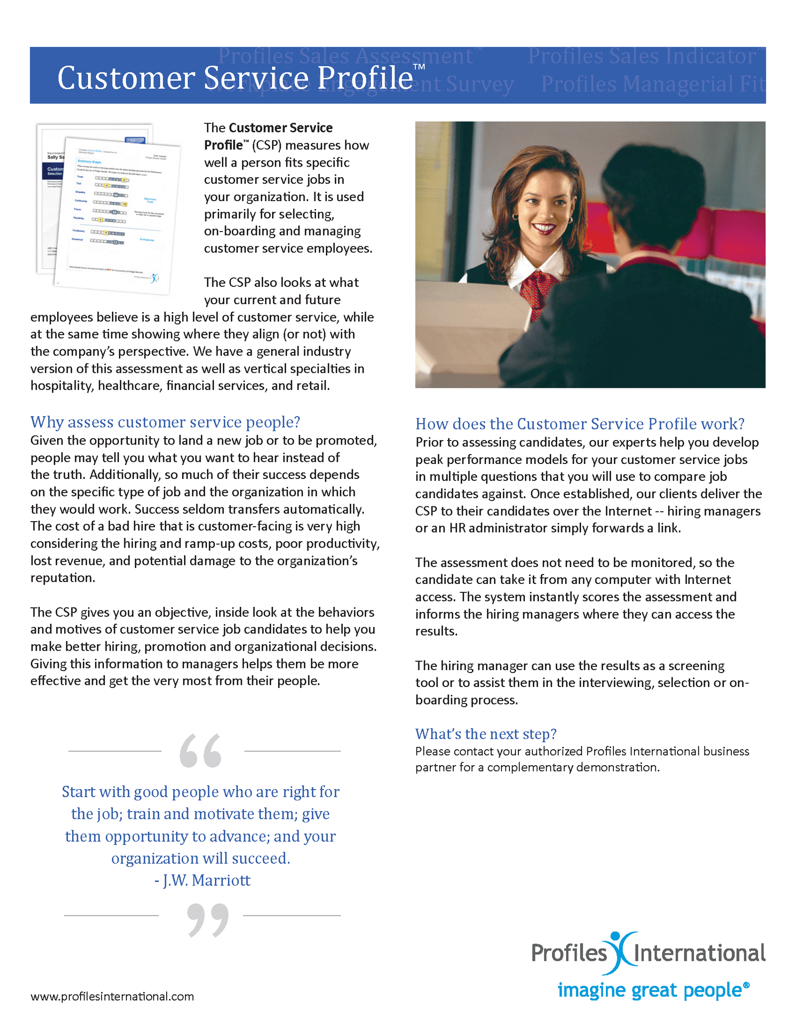 Customer Service Profile Assessment - CSP - A.O. Consultants, LLC